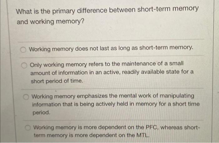 Solved What is the primary difference between short-term | Chegg.com