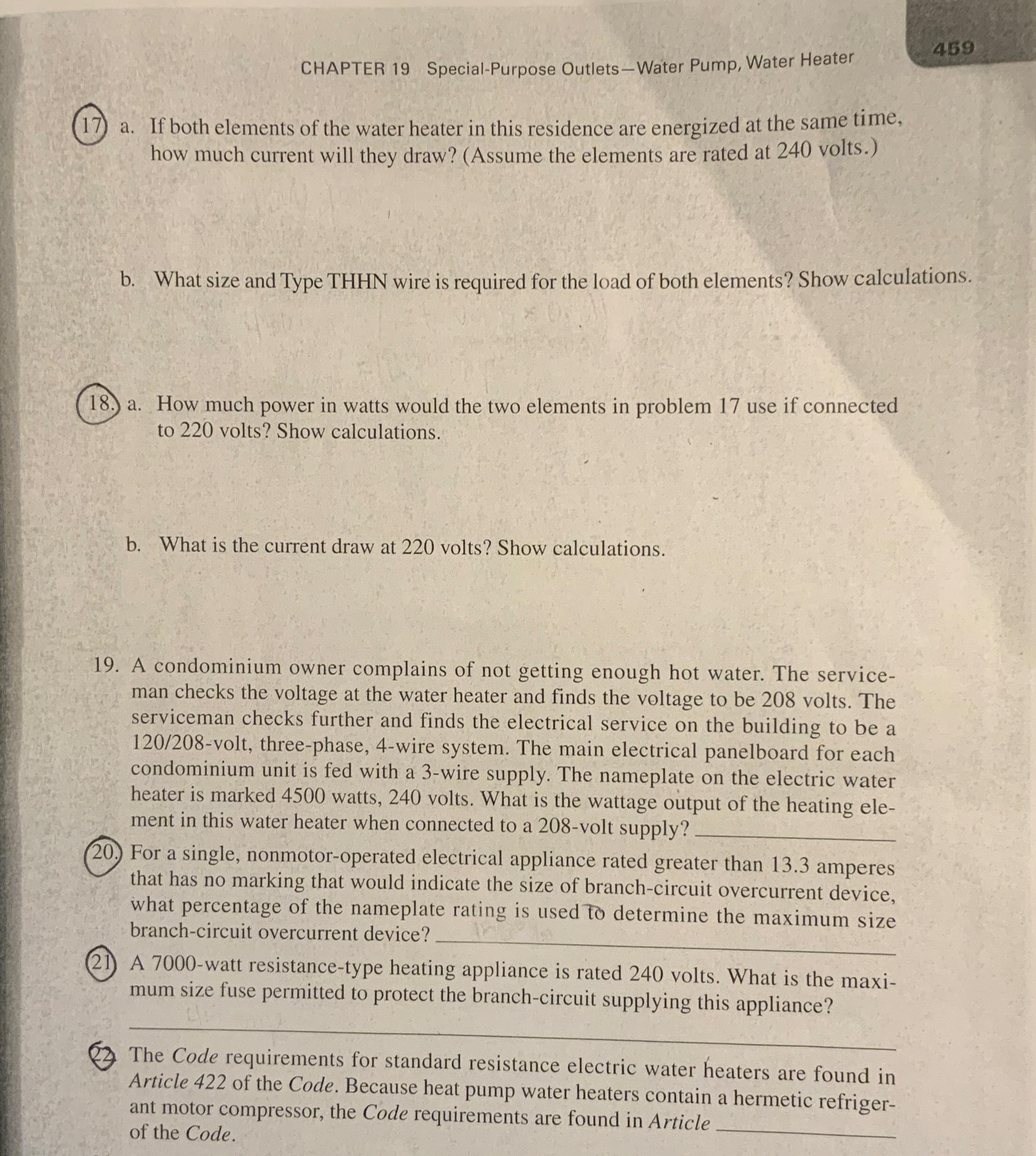 Solved CHAPTER 19 ﻿Special-Purpose Outlets-Water Pump, Water | Chegg.com