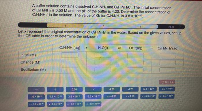 Solved A buffer solution contains dissolved C.H.NH, and | Chegg.com