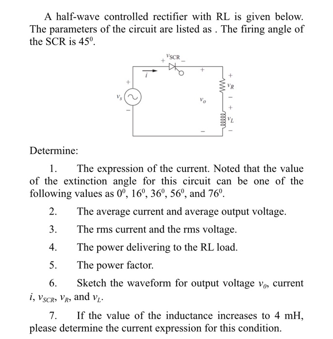A half-wave controlled rectifier with RL is given | Chegg.com