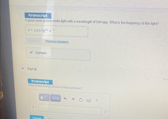 Solved A green laser pointer emits.light with a wavelength | Chegg.com