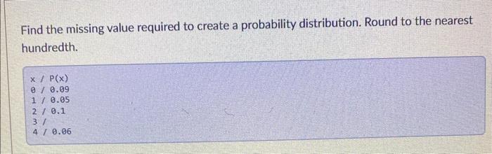 Solved Find the missing value required to create a | Chegg.com