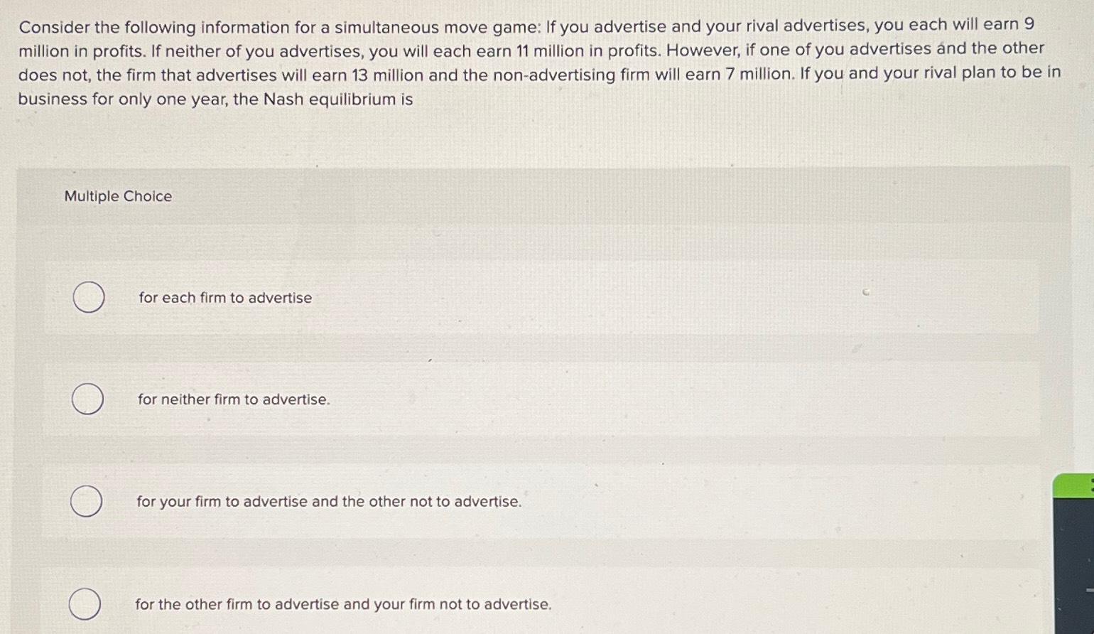 Solved Consider the following information for a simultaneous | Chegg.com