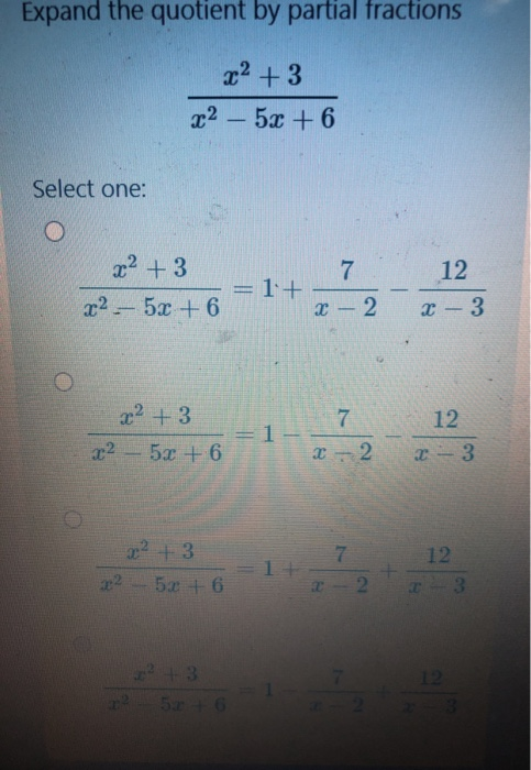 Solved Expand the quotient by partial fractions x2 +3 22 - | Chegg.com