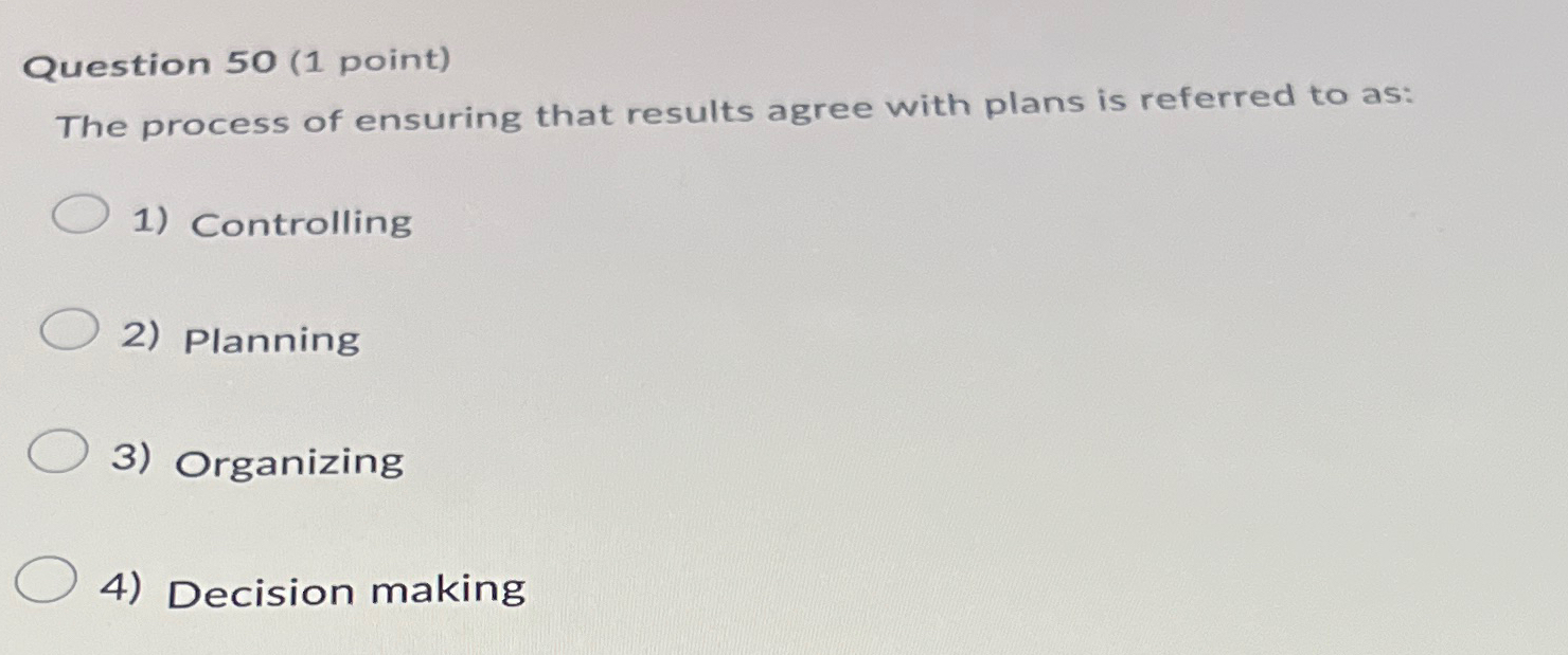 Solved Question 50 (1 ﻿point)The process of ensuring that | Chegg.com