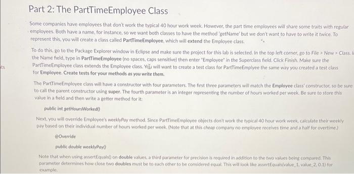 Solved Part 1: The Employee Class Download Lab02 | Chegg.com