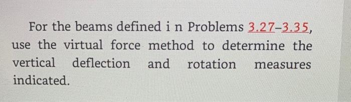 Solved For the beams defined i n Problems 3.27−3.35, use the | Chegg.com