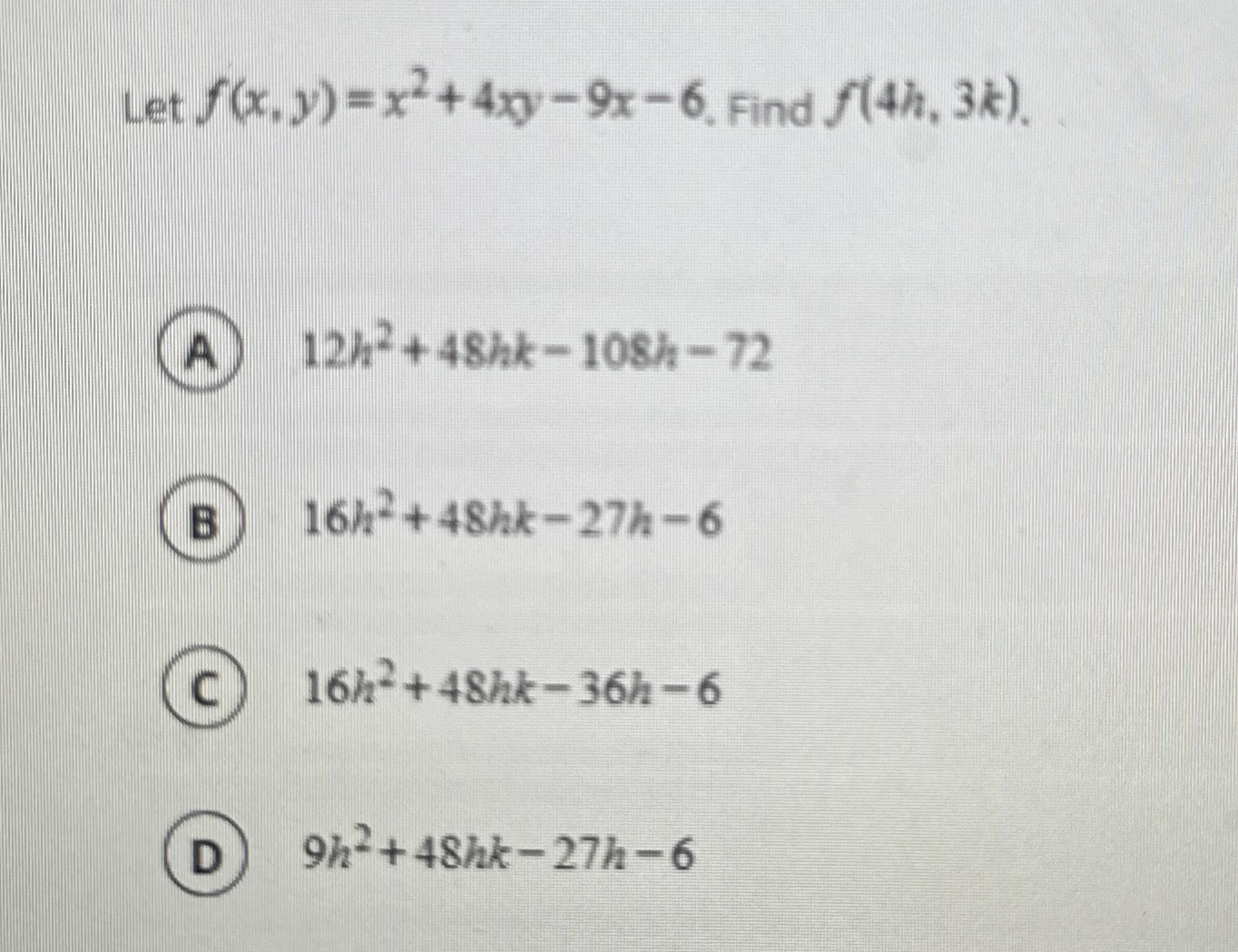 Solved Let f(x,y)=x2+4xy-9x-6, ﻿Find | Chegg.com