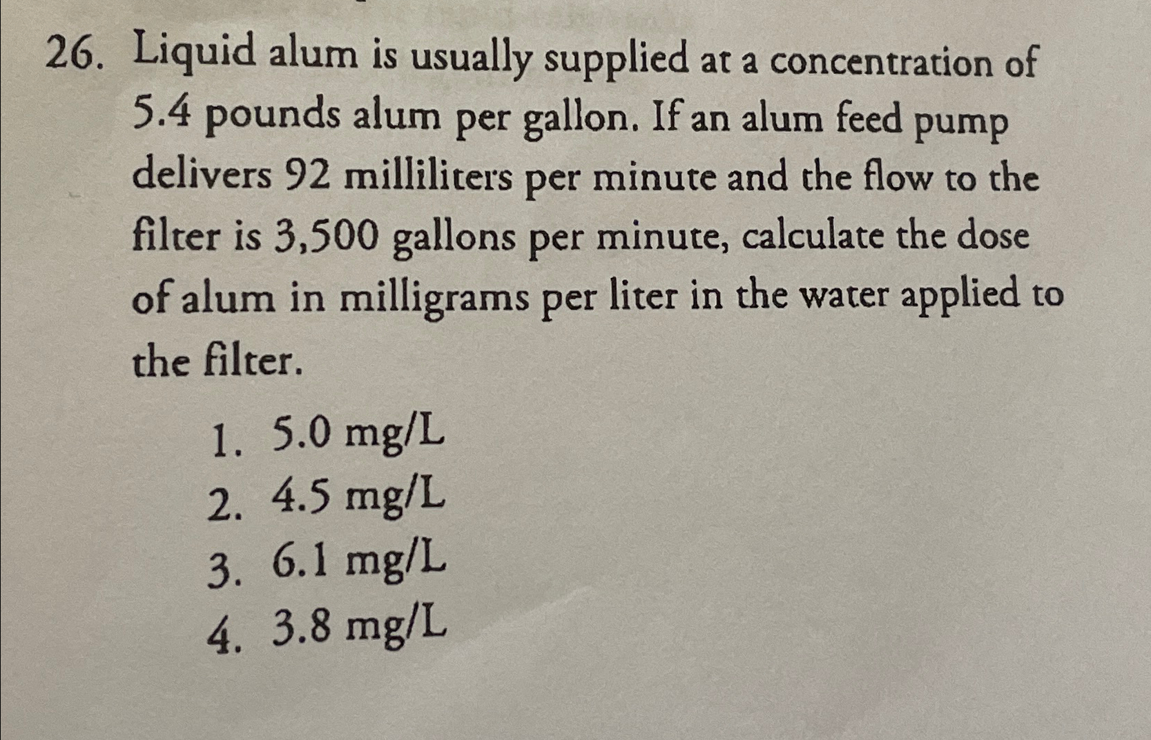 Solved Liquid alum is usually supplied at a concentration of | Chegg.com