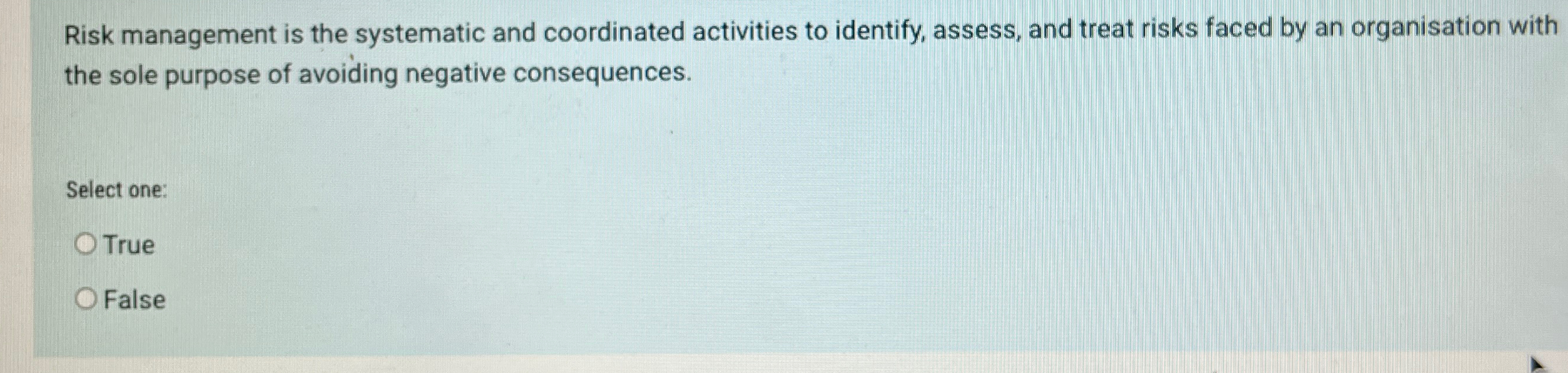 Solved Risk management is the systematic and coordinated | Chegg.com