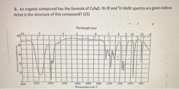 Solved B. An organic compound has the formula of C3H8O. Its | Chegg.com