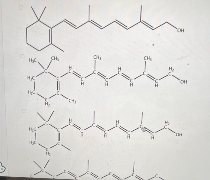 Solved Select the correct bond-line structures for vitamin A | Chegg.com