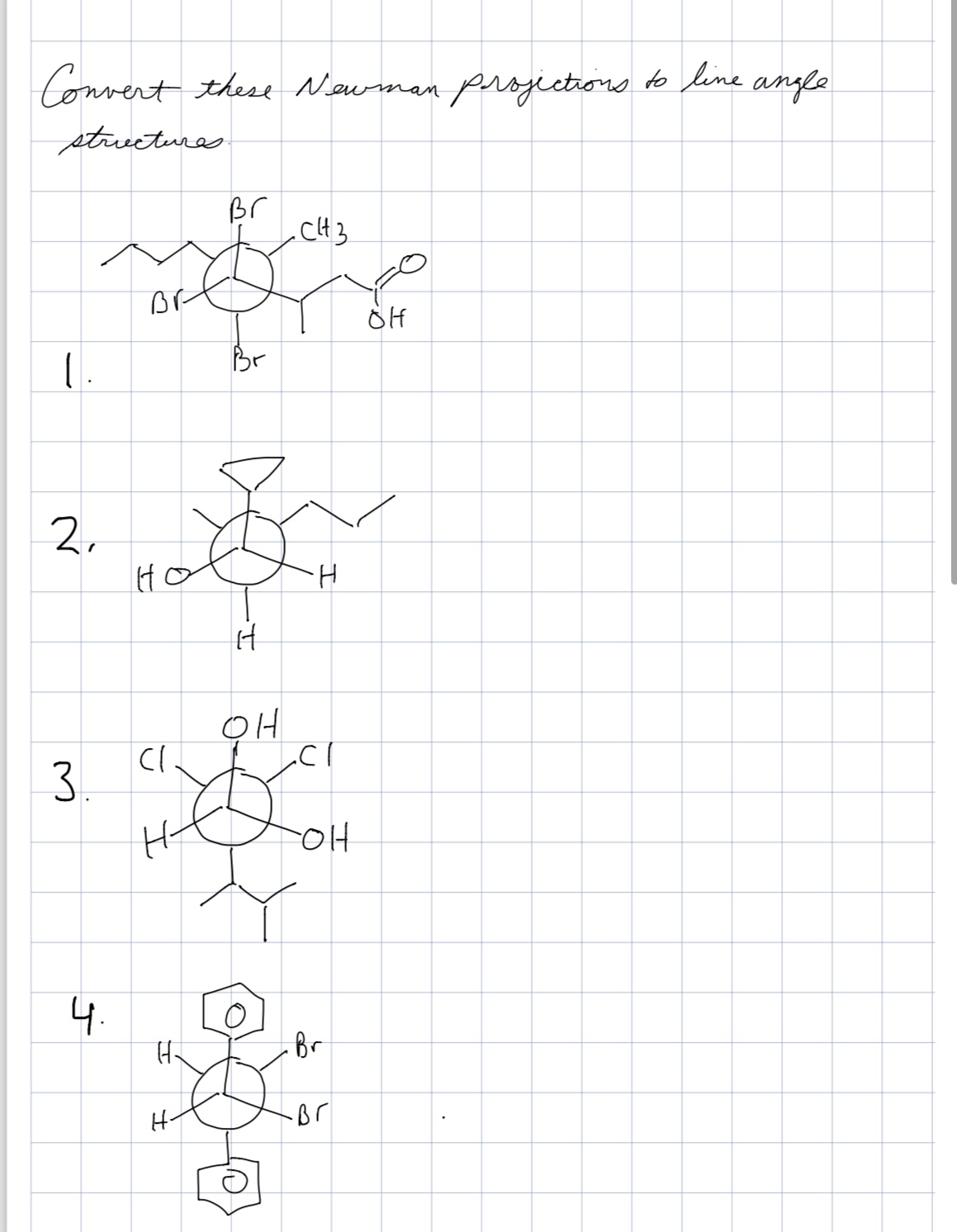 Solved Convert these Newman projections to line angle | Chegg.com