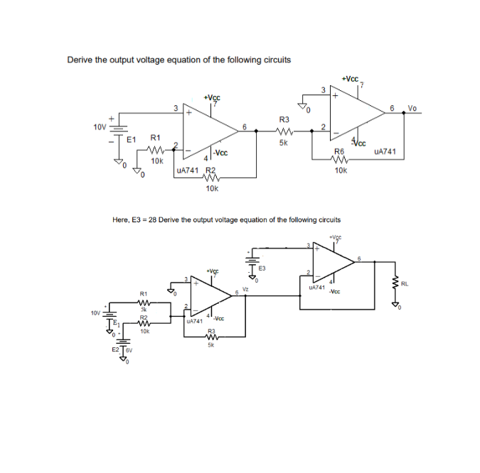 Solved Derive the output voltage equation of the following | Chegg.com