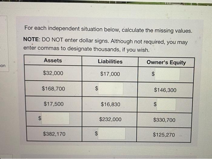 Solved For each independent situation below, calculate the | Chegg.com