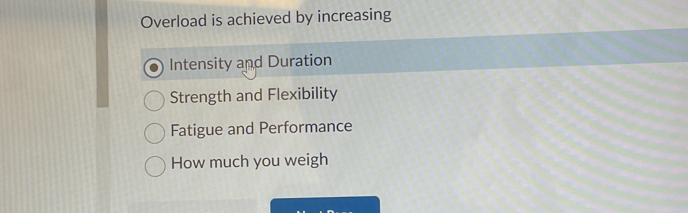 Solved Overload is achieved by increasingIntensity and | Chegg.com