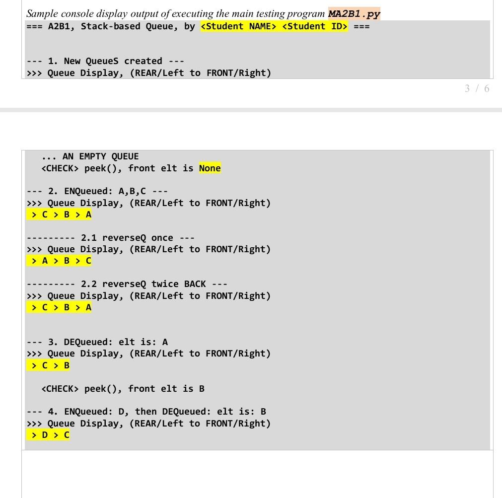 Solved A2B1 (10 marks) Develop a Stack-based Queue having an | Chegg.com