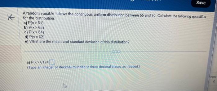 Solved A random variable follows the continuous uniform | Chegg.com