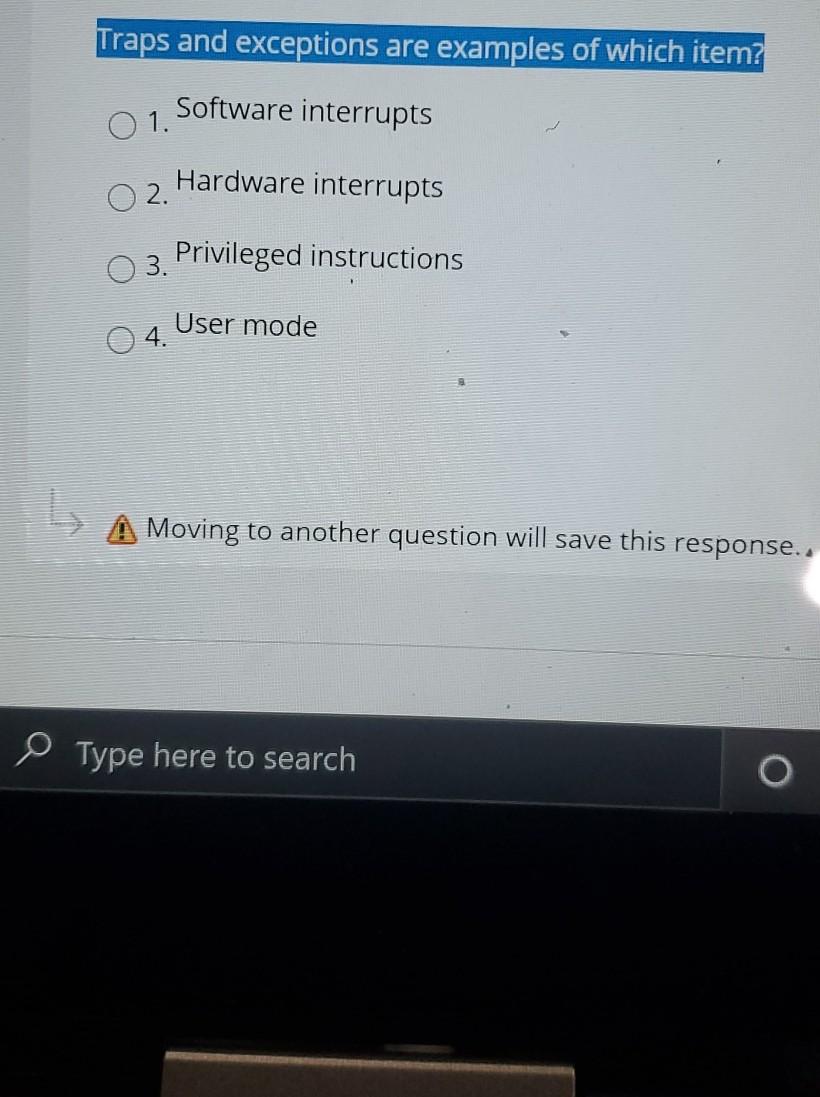 Solved Traps and exceptions are examples of which item? | Chegg.com