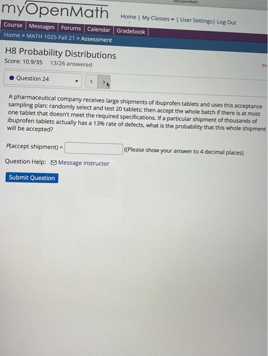 Solved MyOpen Math myOpenMath Home My Classes User Settings | Chegg.com