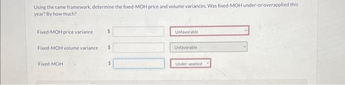 Solved Using the same framework, determine the fixed-MOH | Chegg.com
