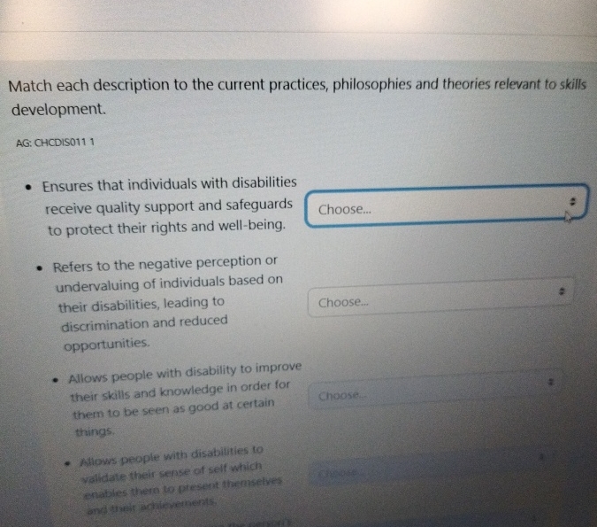 Solved Match each description to the current practices, | Chegg.com