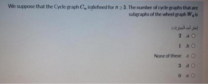 Solved We suppose that the Cycle graph C, is defined for n | Chegg.com