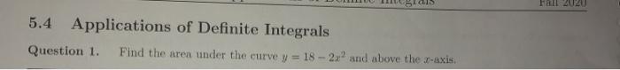 Solved LIS 5.4 Applications of Definite Integrals Question | Chegg.com