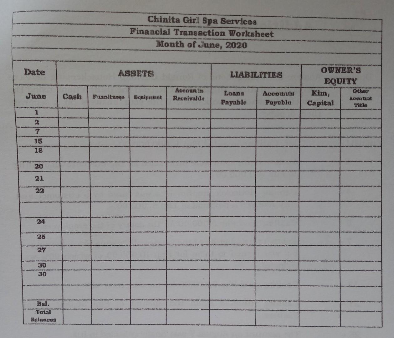 Solved III. PROBLEM SOLVING: Analyze the transactions of | Chegg.com