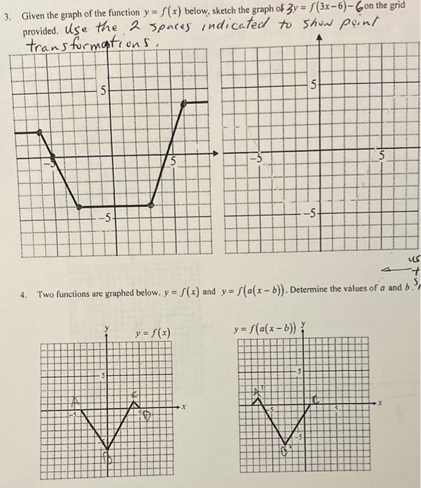 1. For the function y=f(x) graphed below. Sketch each | Chegg.com