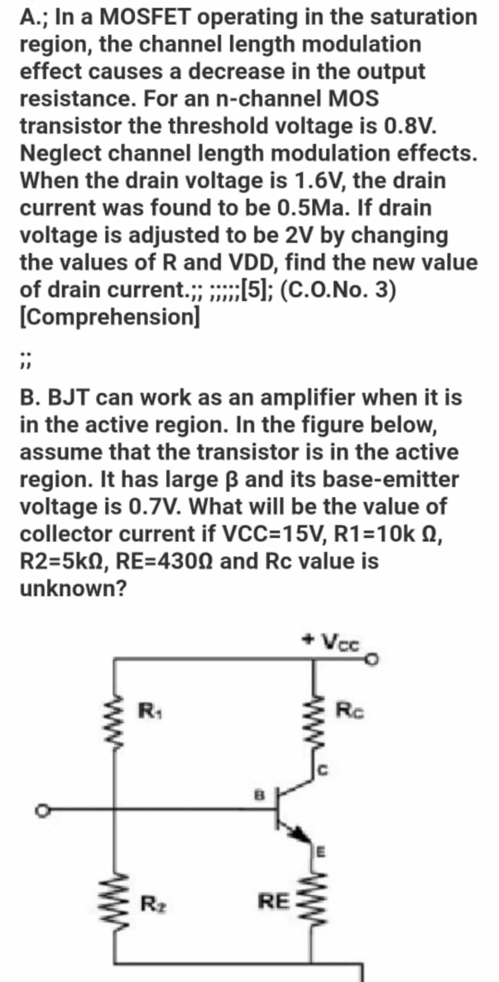 Solved A.; In a MOSFET operating in the saturation region, | Chegg.com