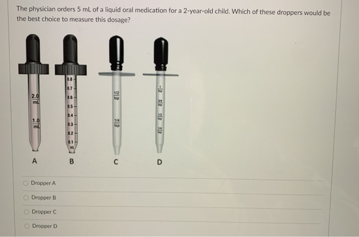 Solved The physician orders 5 mL of a liquid oral medication | Chegg.com