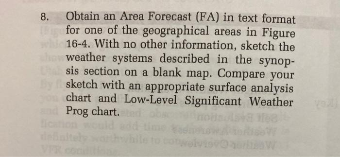 8. Obtain an Area Forecast (FA) in text format for | Chegg.com