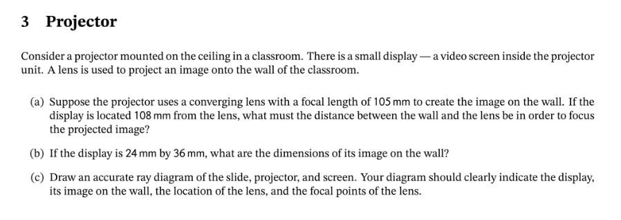 Solved 3 Projector Consider a projector mounted on the | Chegg.com