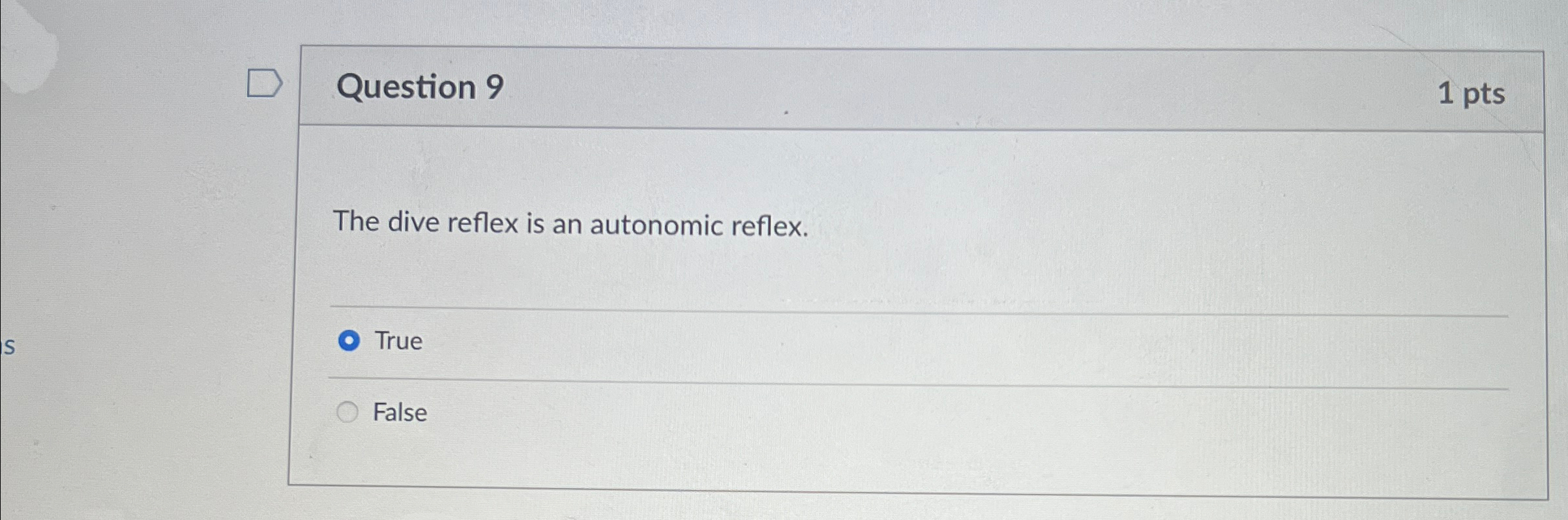 Solved Question 91 ﻿ptsThe dive reflex is an autonomic | Chegg.com