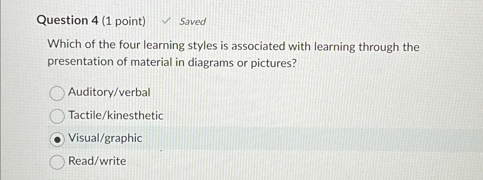 Solved Question 4 (1 ﻿point) ﻿SavedWhich of the four | Chegg.com