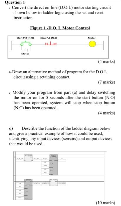 Solved Question 1 Convert the direct on-line (D.O.L) motor | Chegg.com