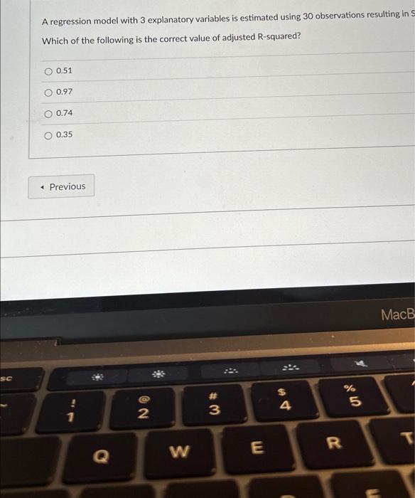 Solved A regression model with 3 explanatory variables is | Chegg.com