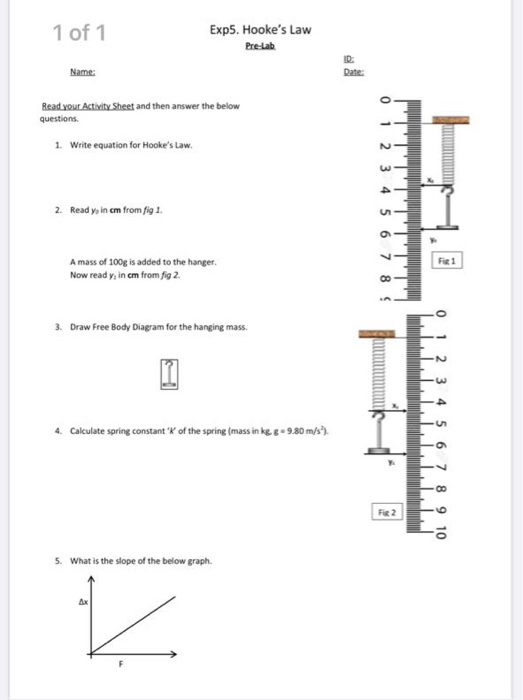 Solved 1 of 1 Exp5. Hooke's Law Pre-Lab ID Name Date Read | Chegg.com
