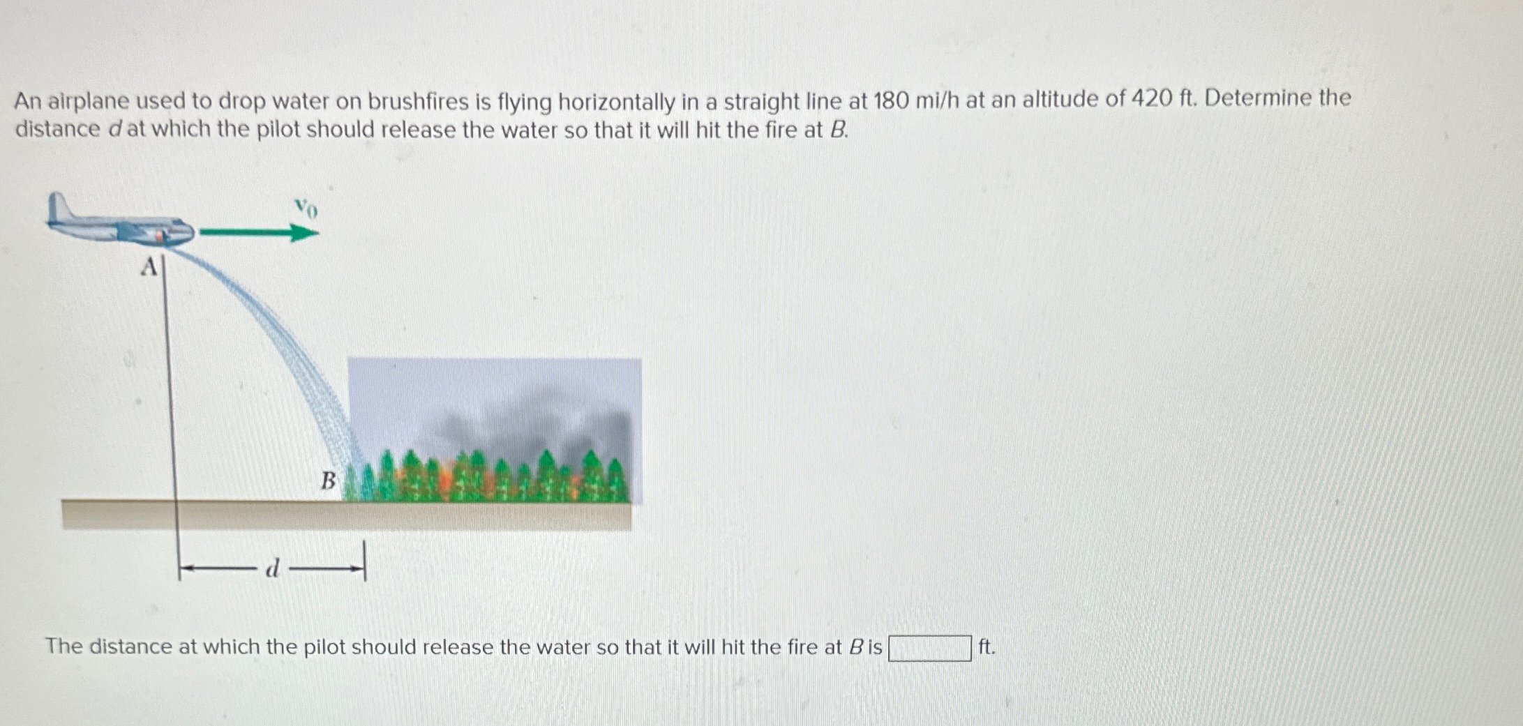 Solved An airplane used to drop water on brushfires is | Chegg.com