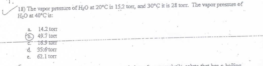 Solved 18) The vapor pressure of H2O at 20∘C is 152 torr, | Chegg.com
