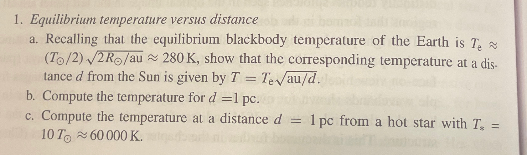 Solved Equilibrium temperature versus distancea. ﻿Recalling | Chegg.com