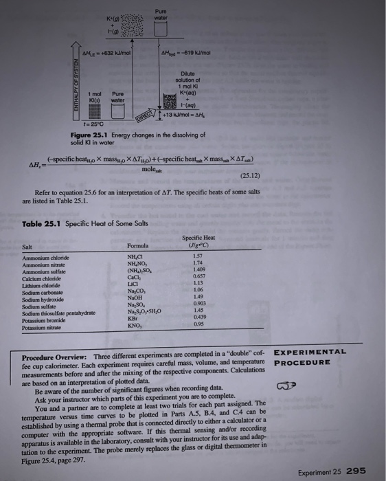 Experiment 25 Report Sheet Calorimetry Date Lab Sec. | Chegg.com