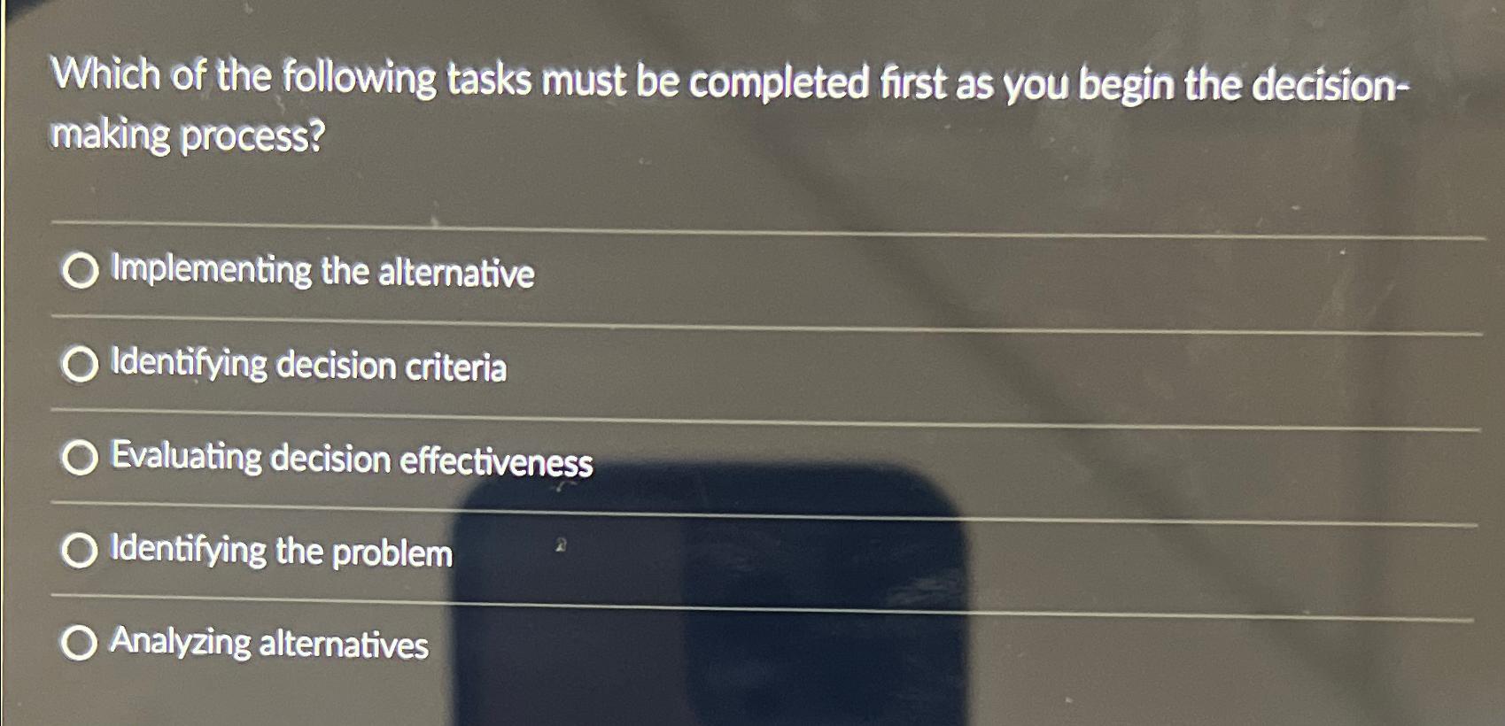 Solved Which of the following tasks must be completed first | Chegg.com