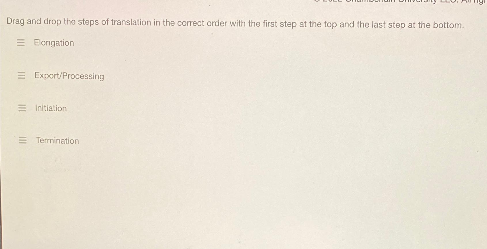 Solved Drag and drop the steps of translation in the correct | Chegg.com