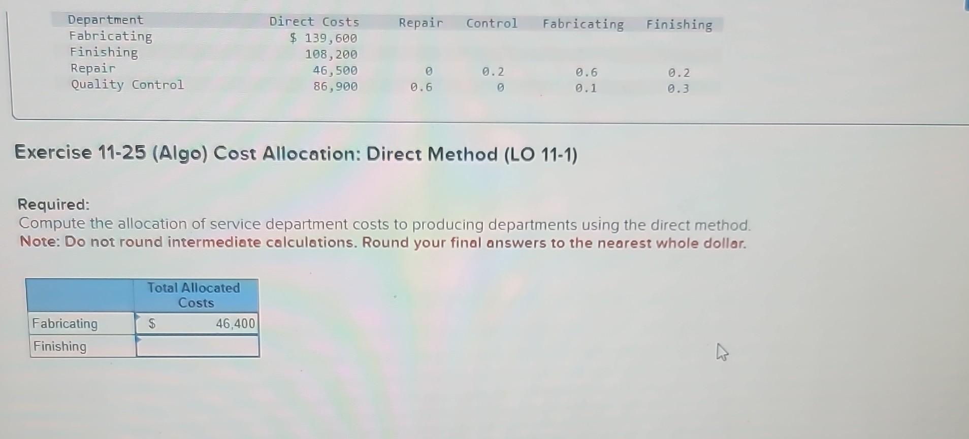 Solved Required information Exercise 11-25 \& 11-26 (Algo) | Chegg.com Solved Required information Exercise 11-25 \& 11-26 (Algo) | Chegg.com