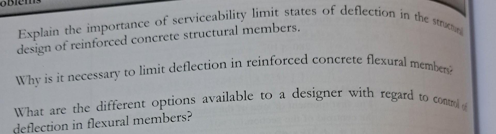 Solved Problems 6.1 Explain the importance of serviceability | Chegg.com