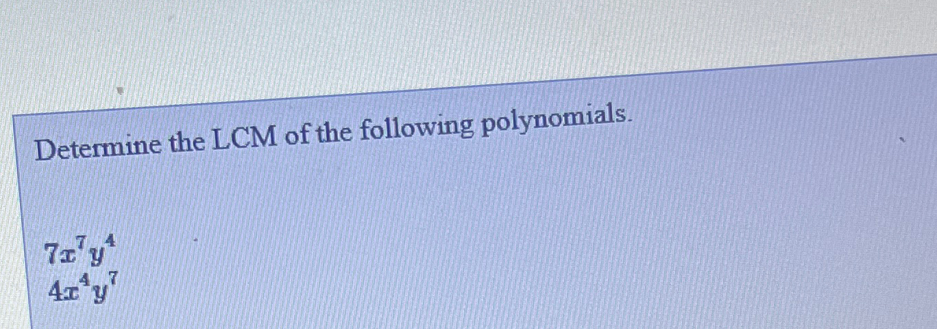 Solved Determine the LCM of the following | Chegg.com
