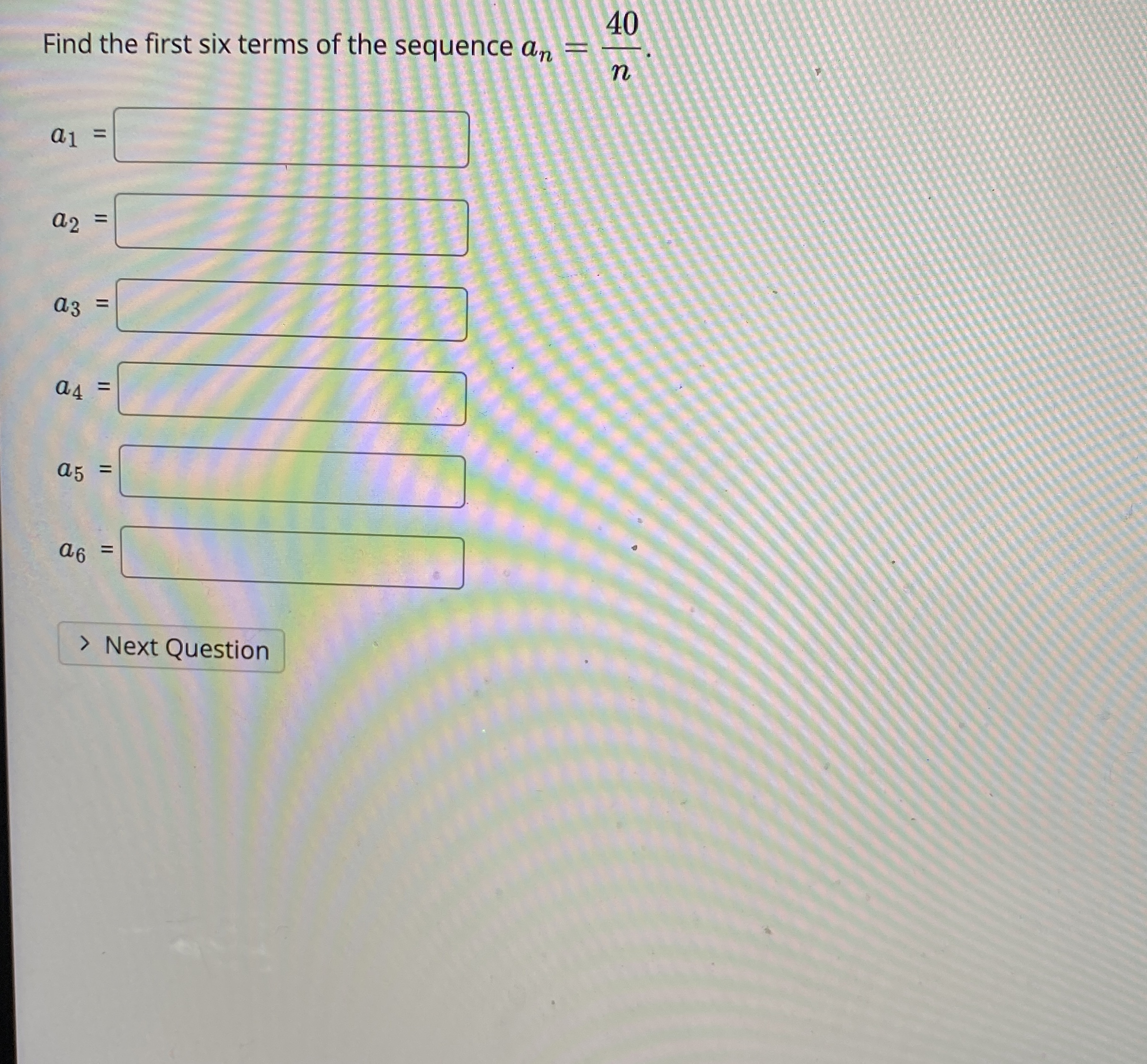 Solved Find the first six terms of the sequence | Chegg.com