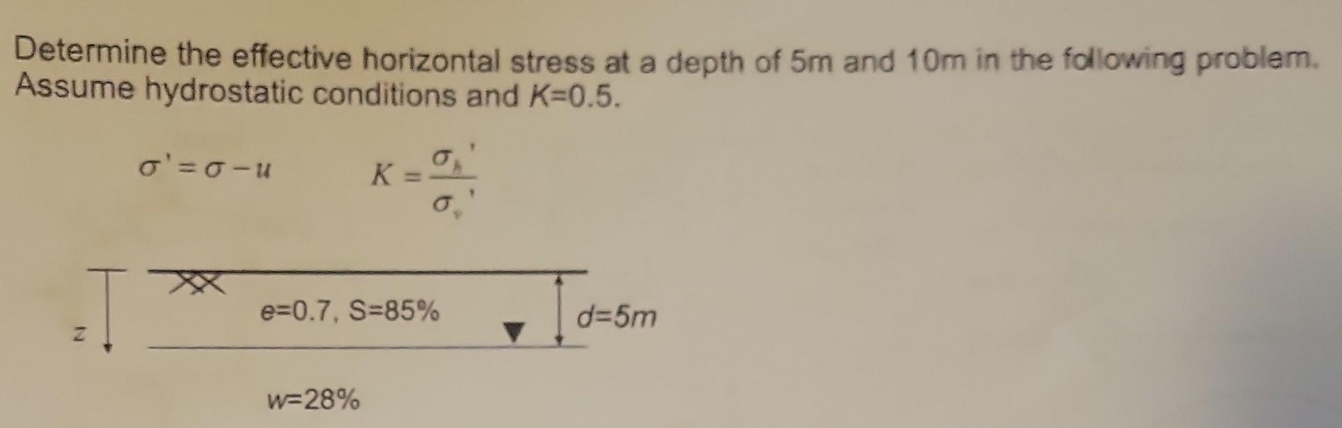 Solved Determine the effective horizontal stress at a depth | Chegg.com